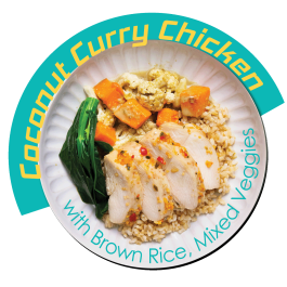 Coconut Curry Chicken with Brown Rice, Mixed Veggies - REG